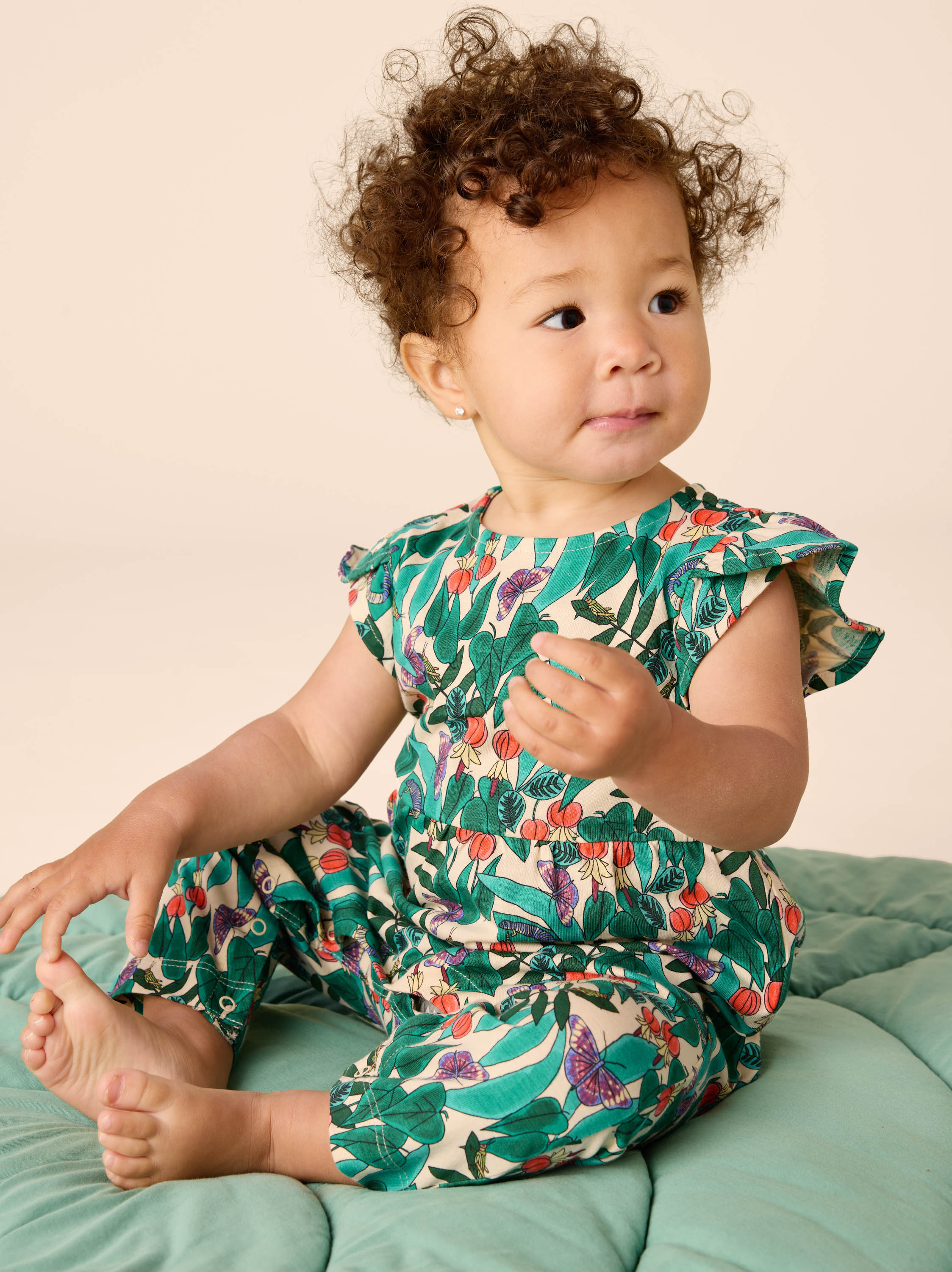 LITTLE GIRL & Tulip Sleeve Baby Romper & ONEPIECE & Tea Collection